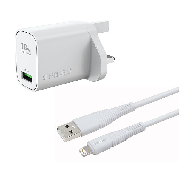 18W USB-A Wall Charger & Lightning Cable - White – SilverLabel