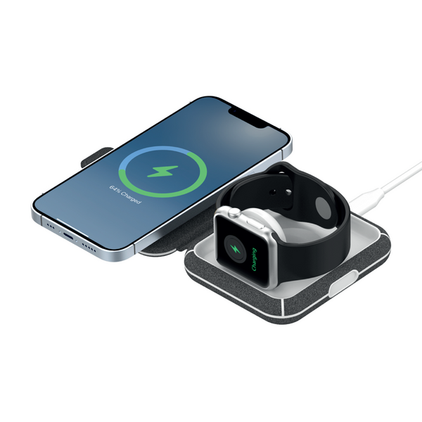 SilverLabel Dual Wireless Magnetic Travel Charger - Grey